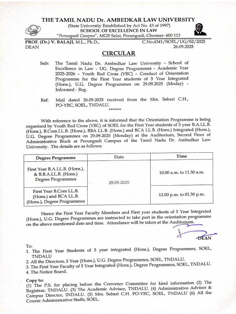 Circular Orientation Programme (Yrc) - 1year Student | PDF