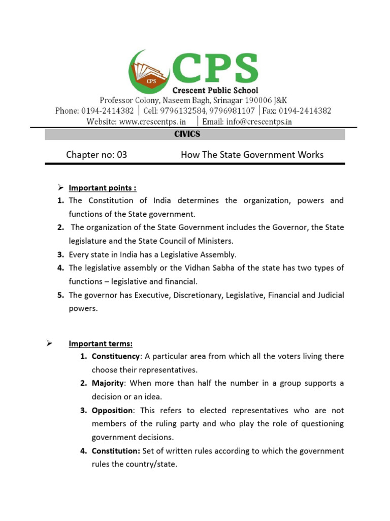 Functions of State Government Explained | PDF | Legislature | Democracy
