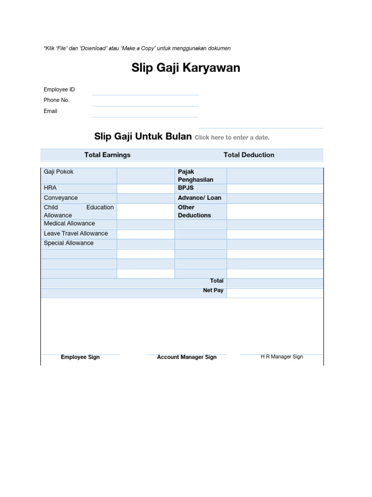 Contoh Slip Gaji | PDF