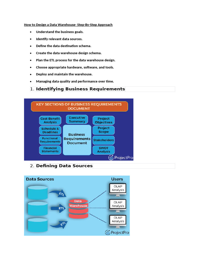Step-by-Step Data Warehouse Design Guide | PDF | Data Warehouse | Information Technology