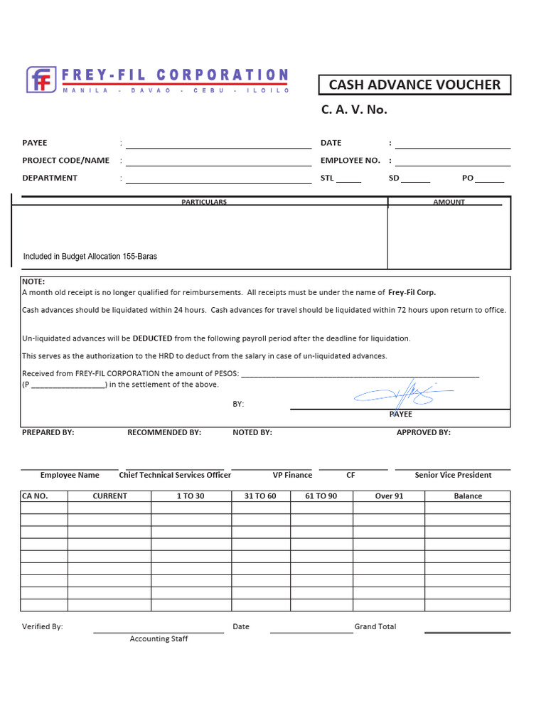 Cash Advance Form | PDF