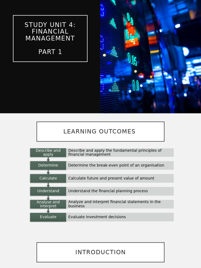 Learning Unit 4 - Financial Management | PDF | Market Liquidity | Income
