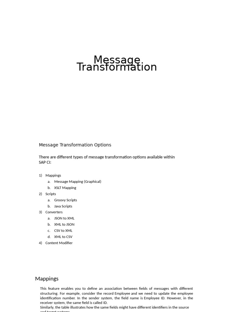 SAP CI Message Transformation Guide | PDF | Function (Mathematics ...