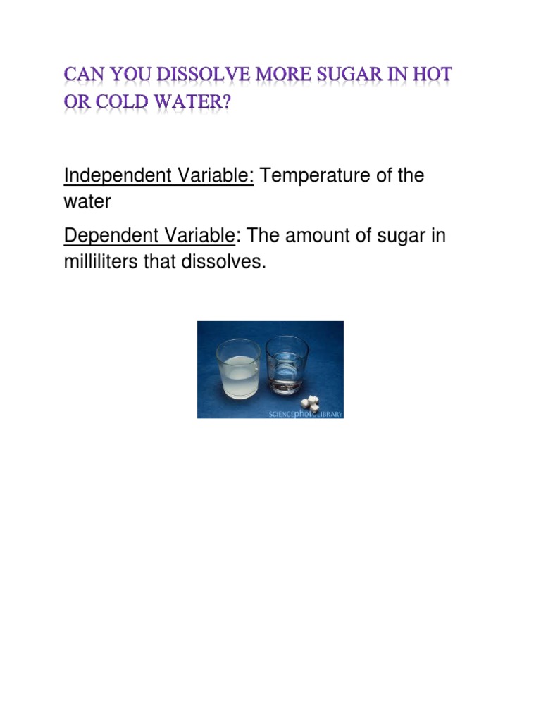 Effect of Water Temperature on Sugar Solubility | PDF