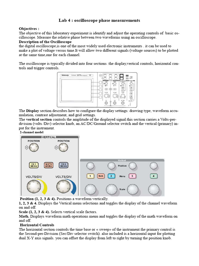 Oscilloscope Phase Measurement Guide | PDF | Electrical Engineering ...