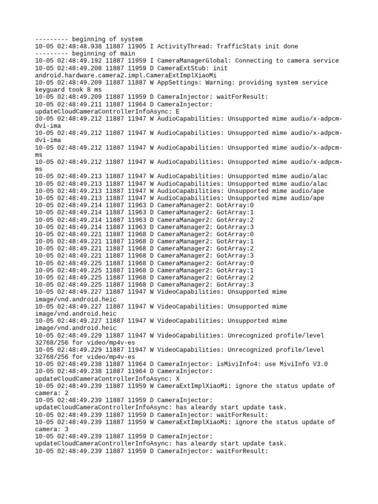 Camera Service Initialization Logs | PDF | Computing | Computer Programming