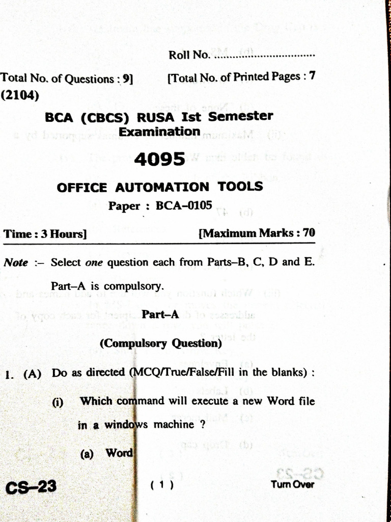 BCA 1st Year, Previous Year Question Paper 09-Jul-2025 18-06-40 | PDF