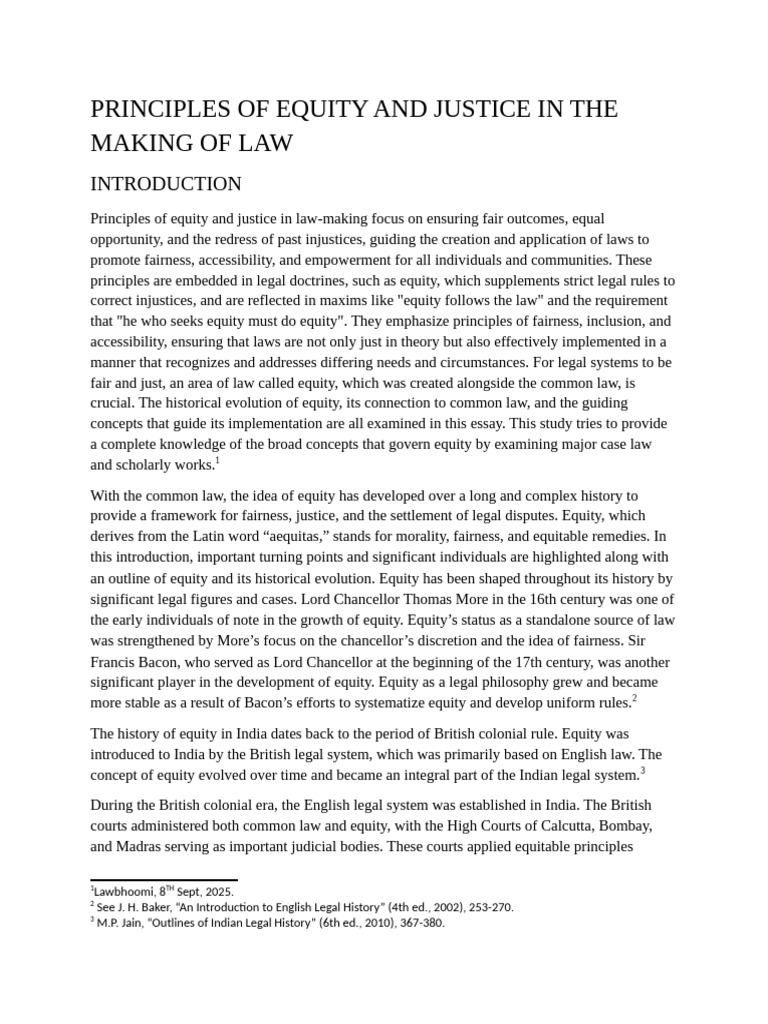 Equity and Justice in Law-Making | PDF | Equity (Law) | Legal Remedy