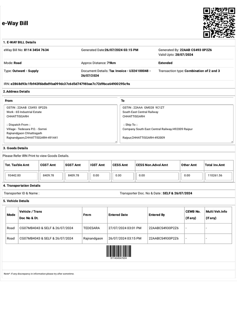 E-Way Bill System Sect | PDF
