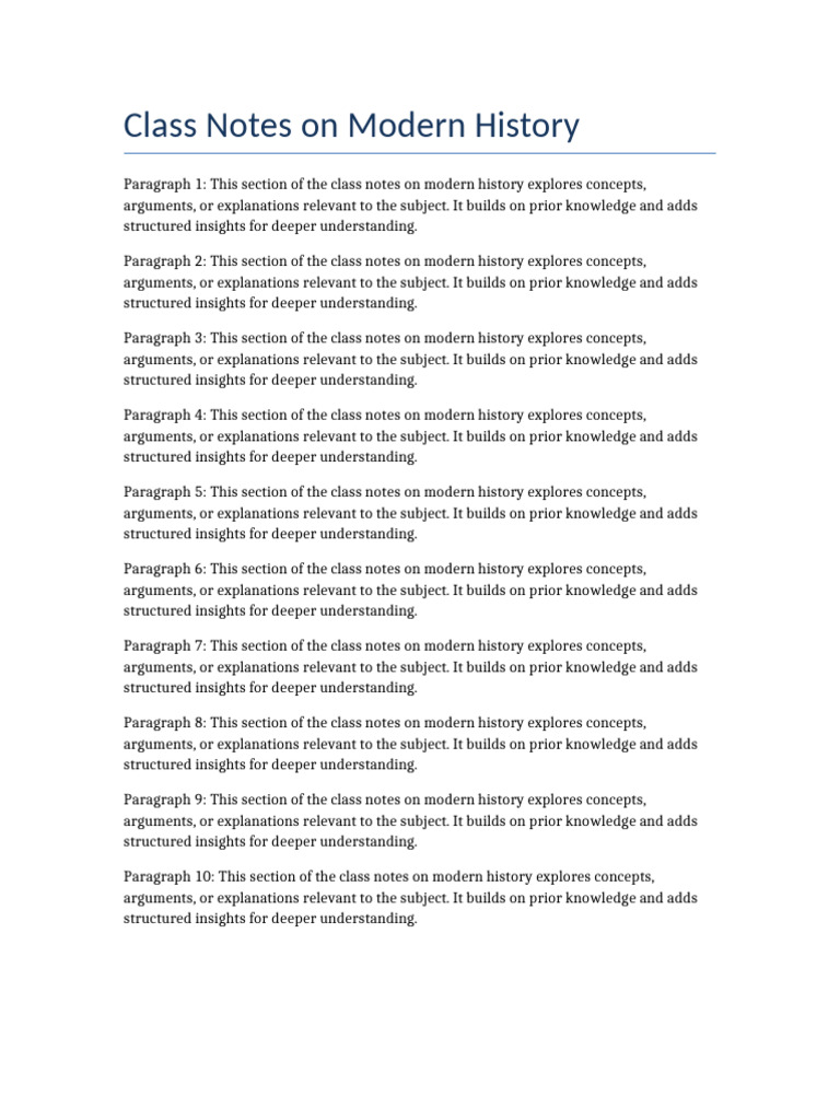 Modern History Class Notes Overview | PDF