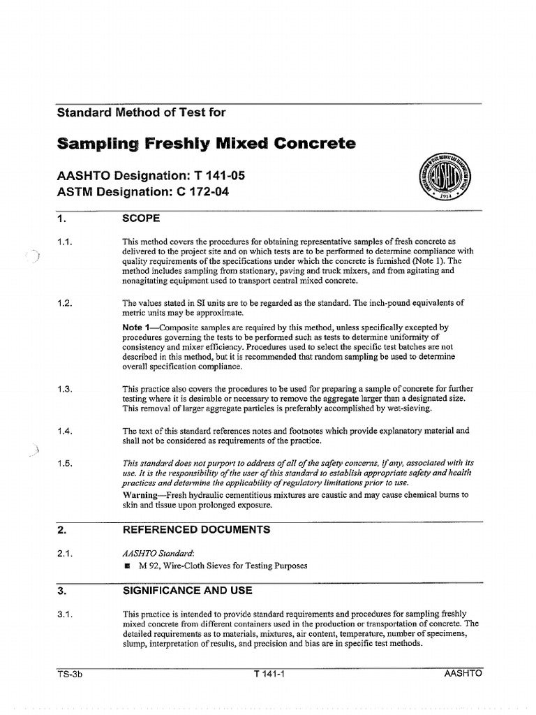 Aashto T141 | PDF