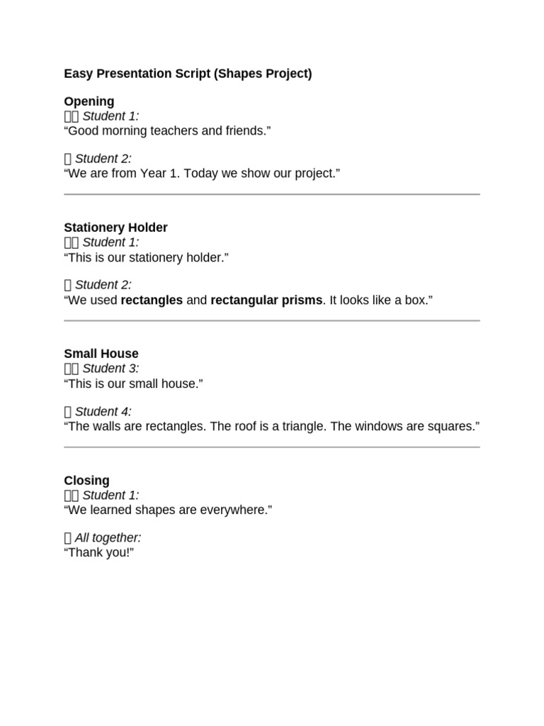 Easy Presentation Script | PDF