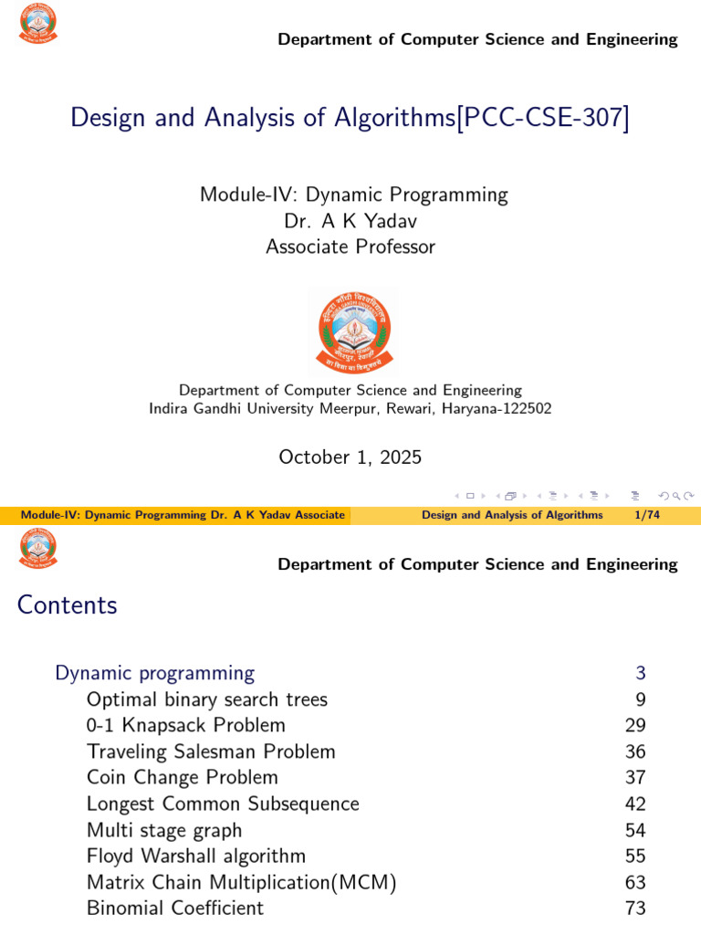 Unit 2 Module 4 Dynamic Programming | PDF | Dynamic Programming ...