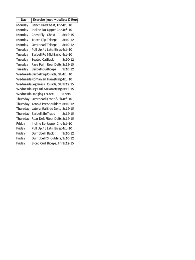 Program Gym 3 Bulan Bulking SheetFormat | PDF