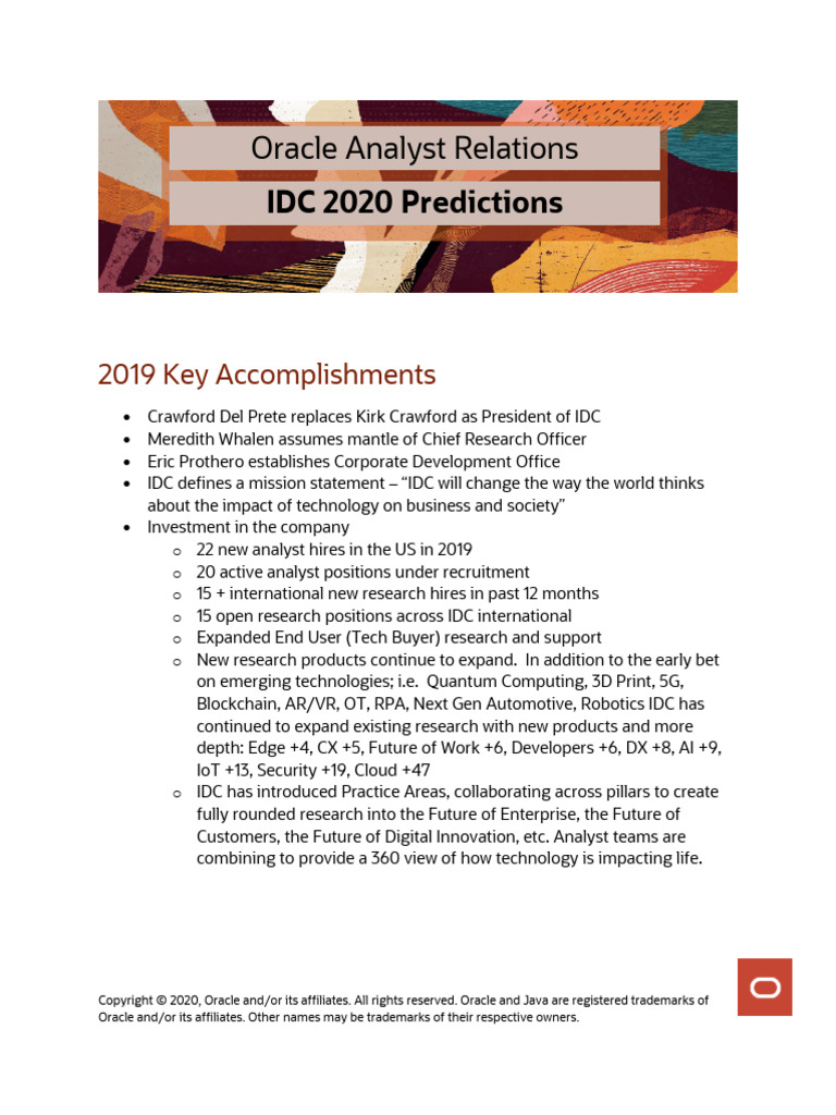 IDC 2020 Analyst Predictions | PDF | Cloud Computing | Artificial ...