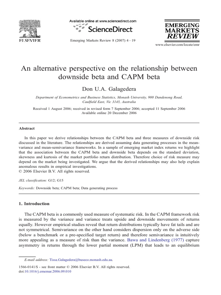 Downside Beta vs CAPM Beta Analysis | PDF | Capital Asset Pricing Model ...