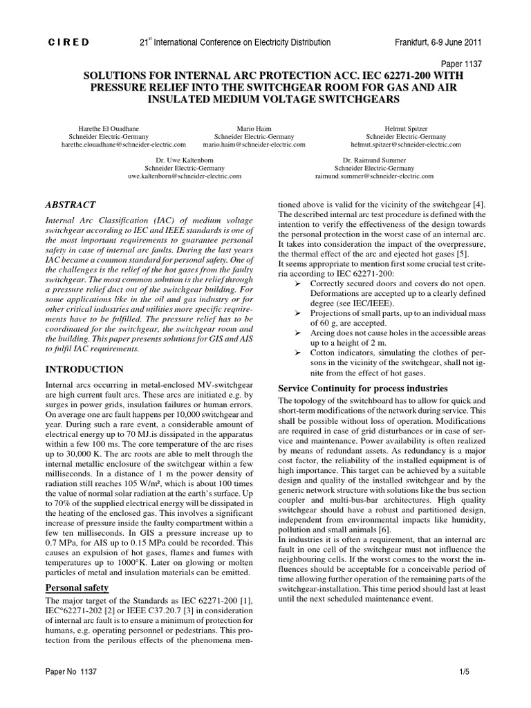 Internal Arc Protection in MV Switchgear | PDF | Gases | Heat