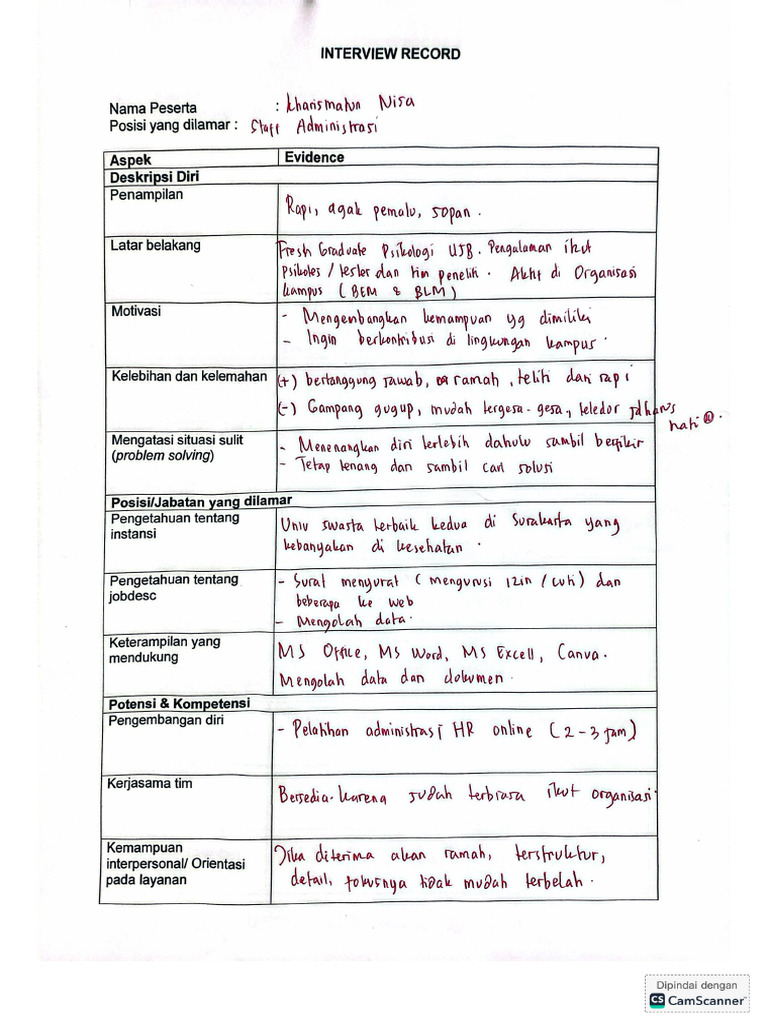 Interview Record USB 06 Oktober 2025 | PDF