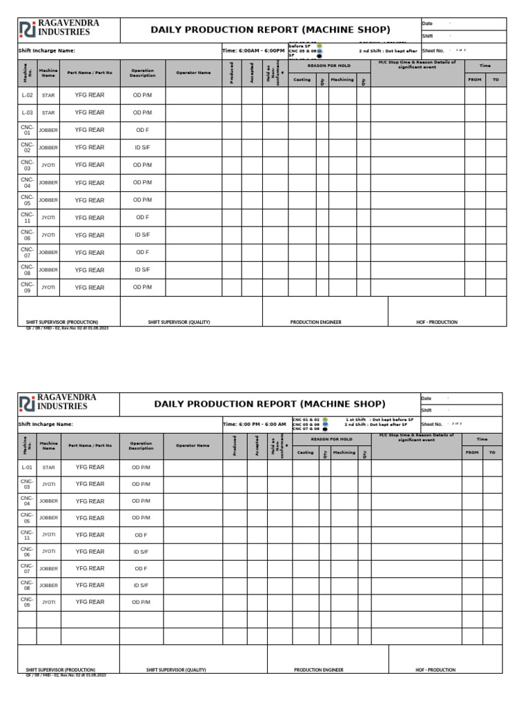 Daily Production Report | PDF