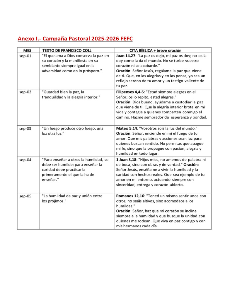 Oraciones Septiembre | PDF