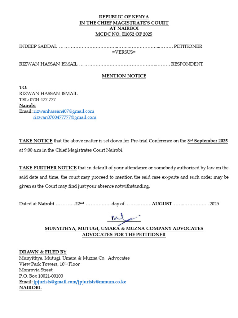 Jm.515 - Pre - Trial Mention Notice | PDF