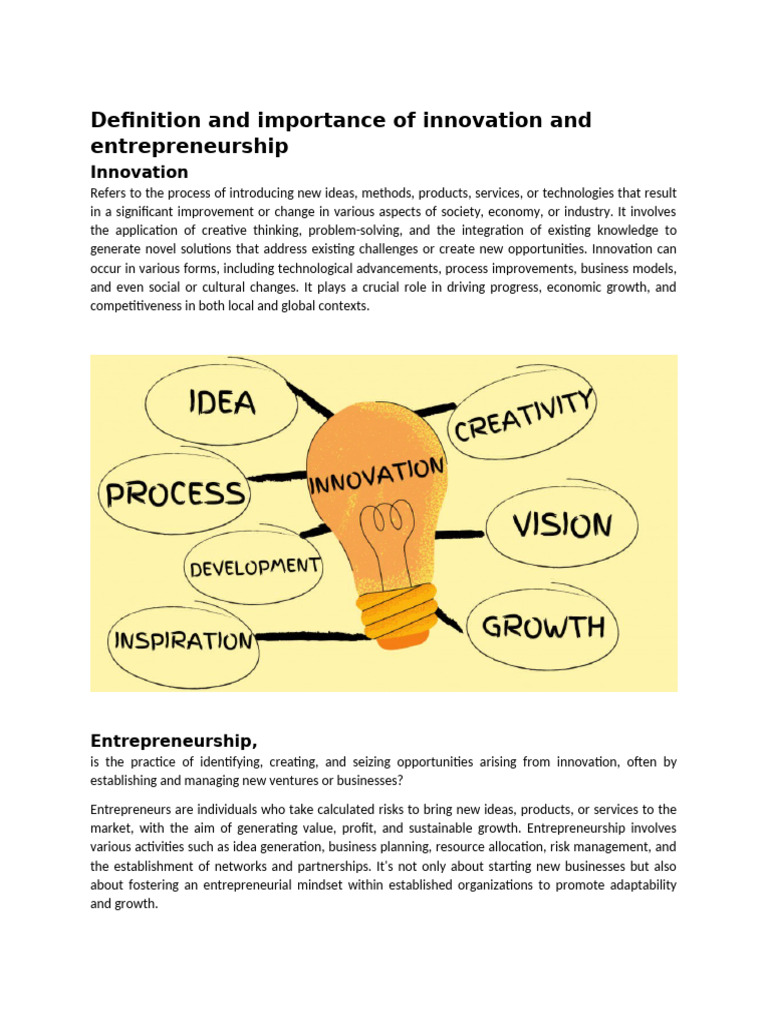 Defining Innovation in Entrepreneurship | PDF | Entrepreneurship ...