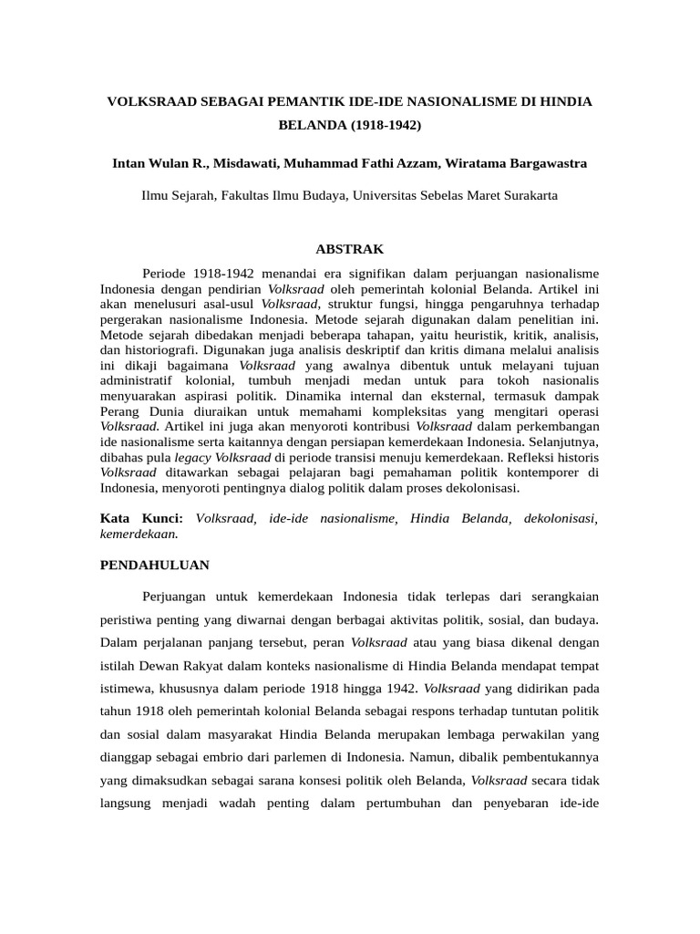 Volksraad: Pemicu Nasionalisme Indonesia | PDF