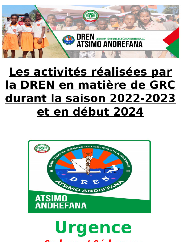 Activités GRC DREN 2022-2024 : Cyclones et Réponses | PDF | Cyclones ...