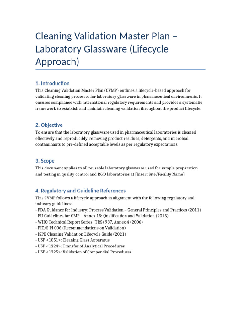 Glassware Cleaning Validation Template Lifecycle | PDF | Verification ...