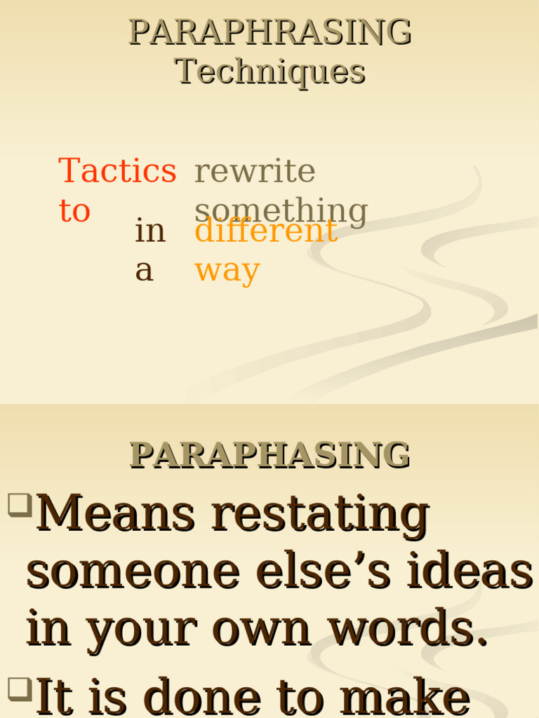 Paraphrasing Techniques | PDF | Semantic Units | Linguistics