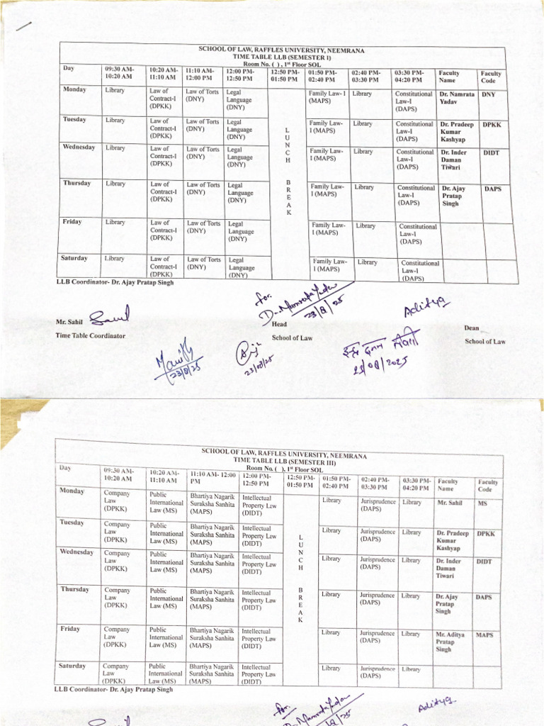 LLB Time Table | PDF