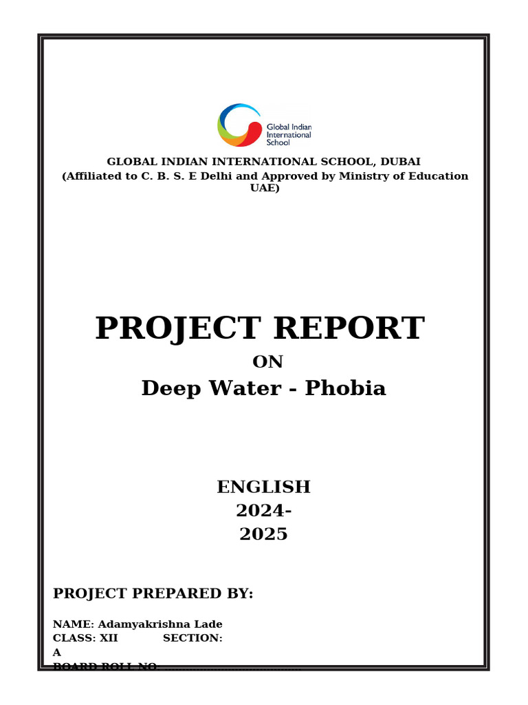 813699415 Deep Water Phobia Class 12 English Project KRISHNA 1 | PDF ...