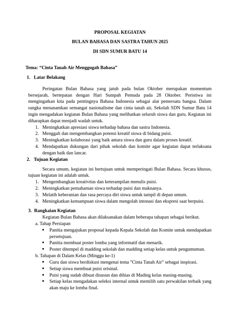 Revisi Proposal Kegiatan Bulan Bahasa 2025. Puji Astuti | PDF