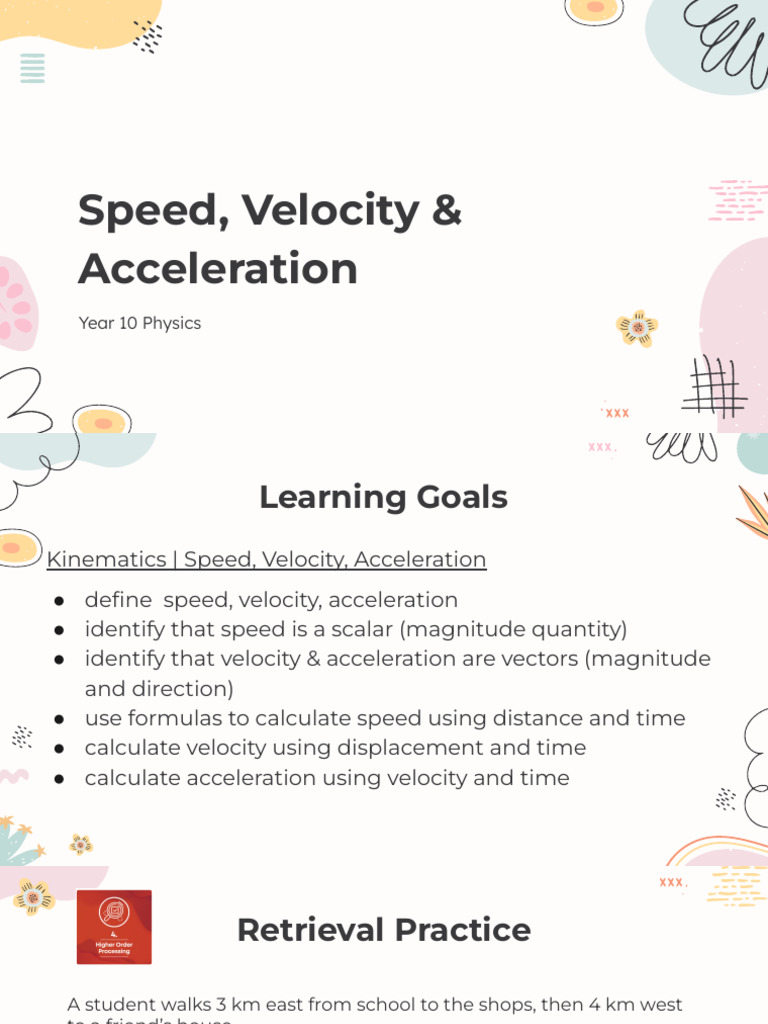 Speed, Velocity & Acceleration | PDF | Velocity | Speed