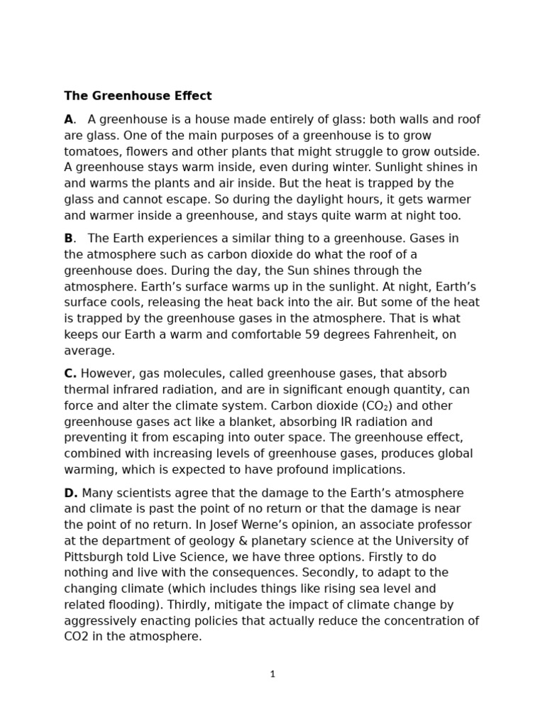 The Greenhouse Effect (Reading Text Only) | PDF