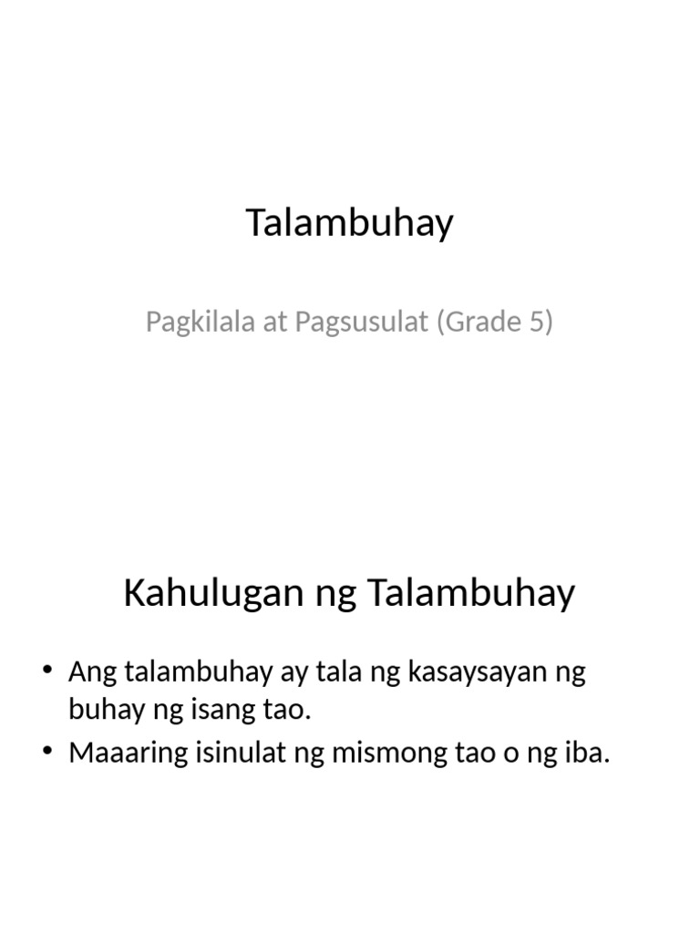 Talambuhay Lesson Grade5 | PDF