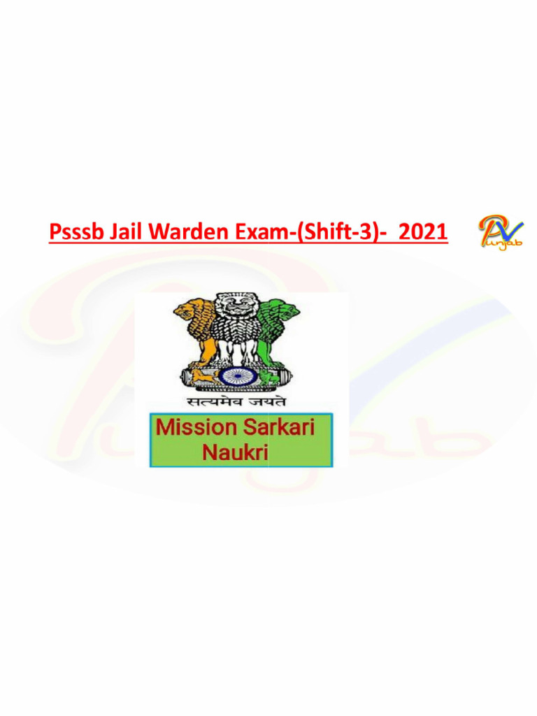 PSSSB Jail Warden Shift 3 - 022080ac 65ba 4a4e 85d2 F785a0f8bea0 | PDF