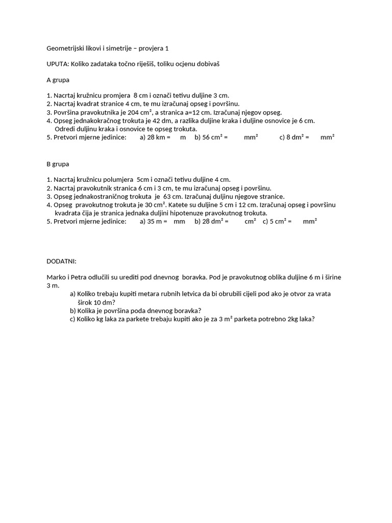 Geometrijski Likovi I Simetrije | PDF