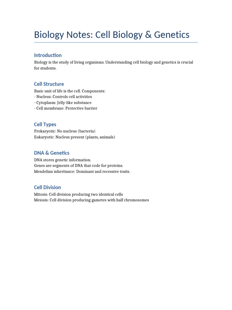 Cells and Genetics Bio | PDF