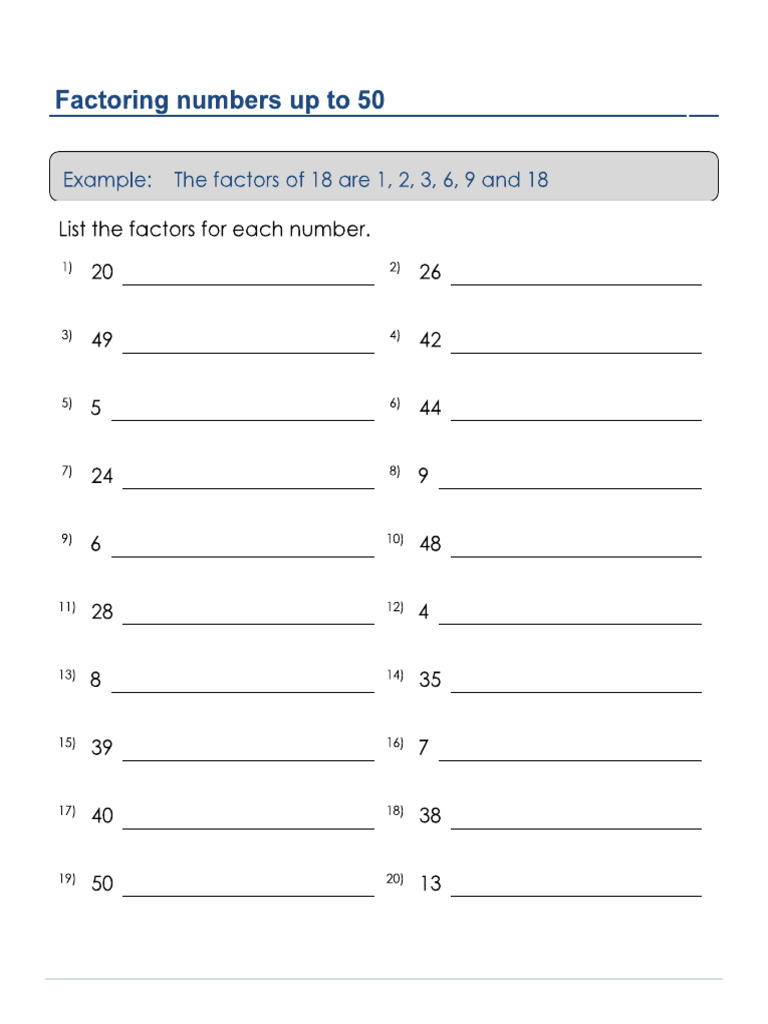 Grade 4 Homework - Factoring | PDF
