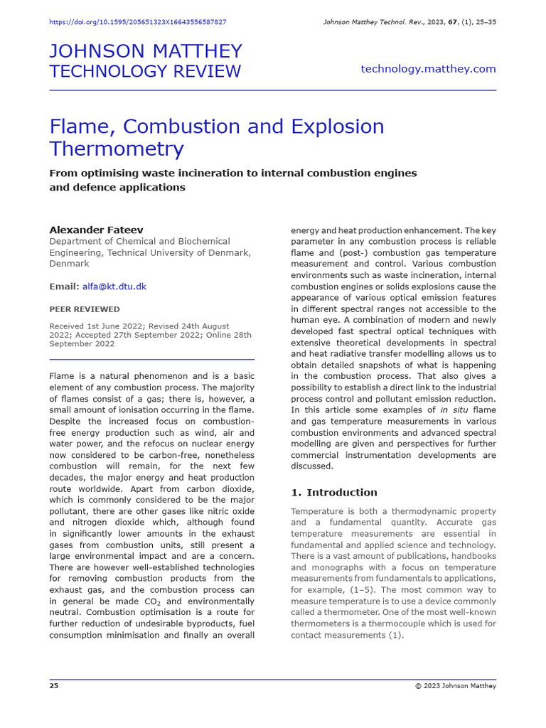 Combustion Thermometry Techniques | PDF | Absorption Spectroscopy ...