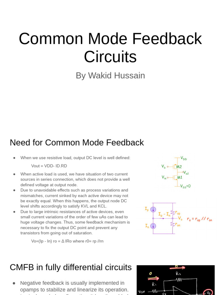 Common Mode Feedback Circuits | PDF | Operational Amplifier | Amplifier