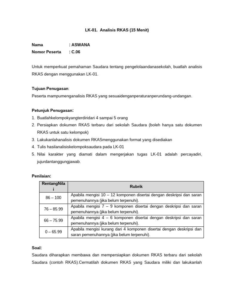 Analisis RKAS Sekolah Terbaru | PDF