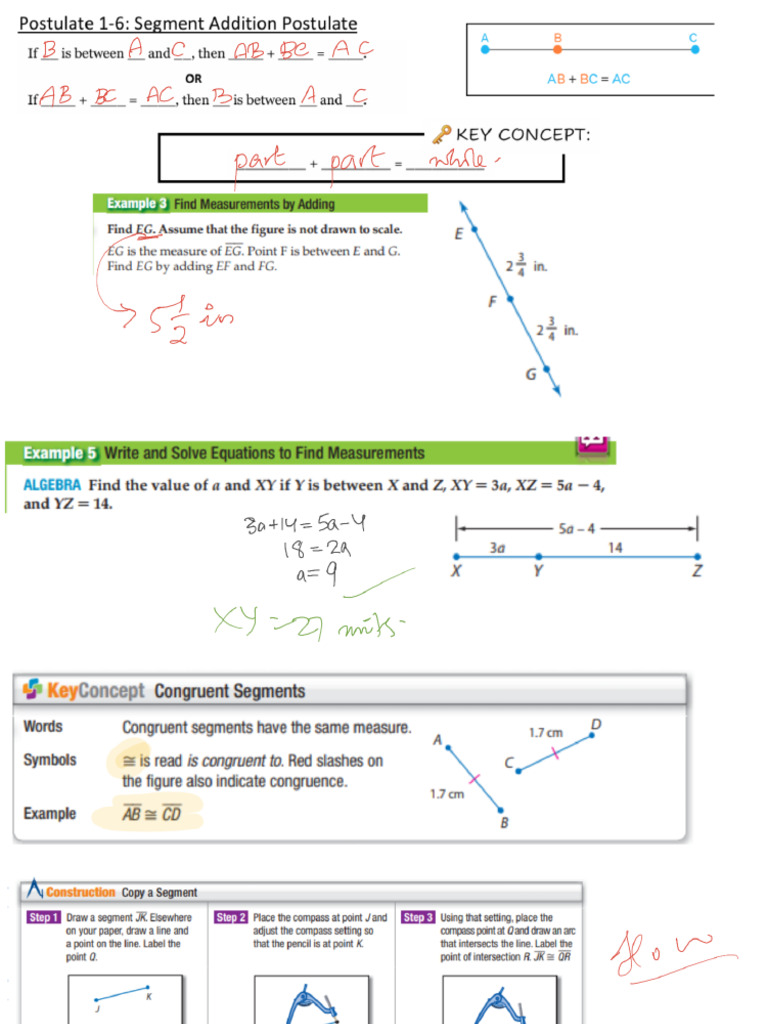 Segment and Angle Postulates + Theorems | PDF