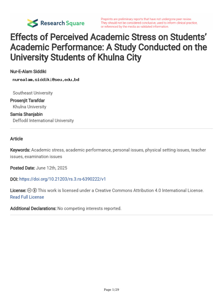 Academic Stress Impact on University Performance | PDF | Dependent And ...
