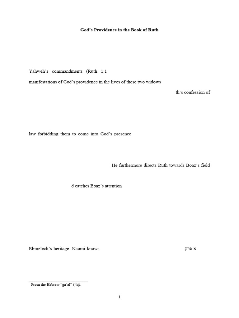 Gods Providence in The Book of Ruth and | PDF | Ruth (Biblical Figure ...