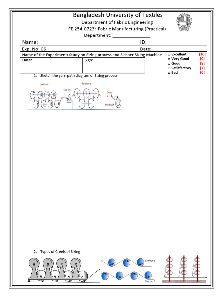 Lab 05 - Sizing Process and Slasher Sizing Machine | PDF