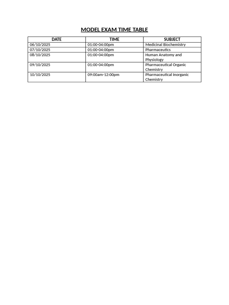 Time Table | PDF