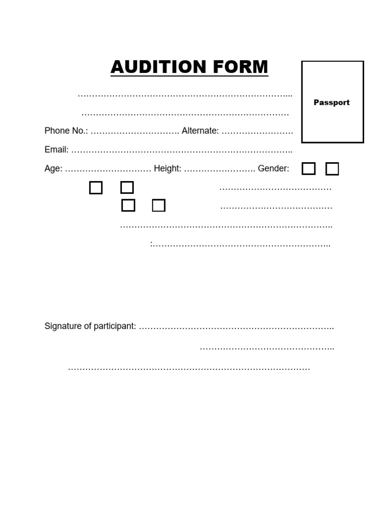 Audition Form 1 | PDF
