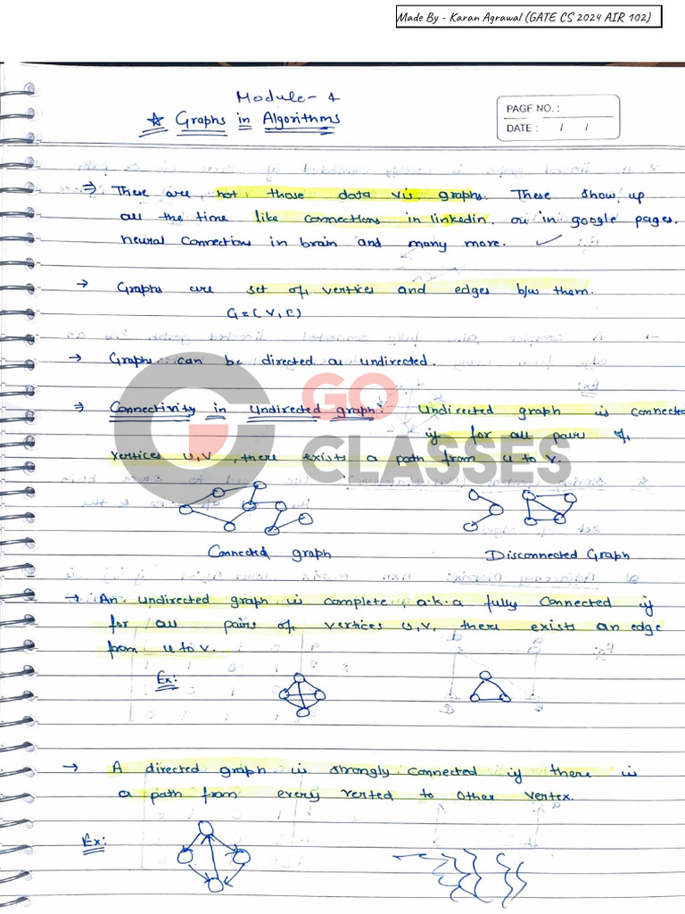 Algo M4 - Graphs in Algorithms and BFS, DFS | PDF